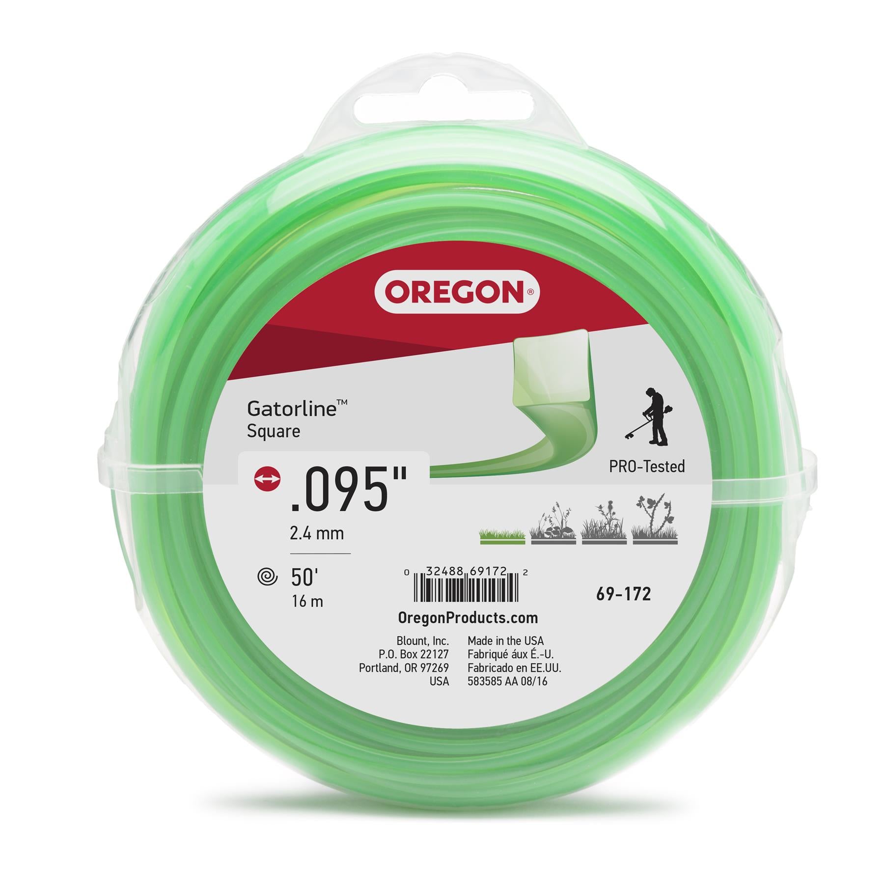Oregon 69-172 Square Gatorline, .095" Gauge, 50 ft Coil | Equipatron