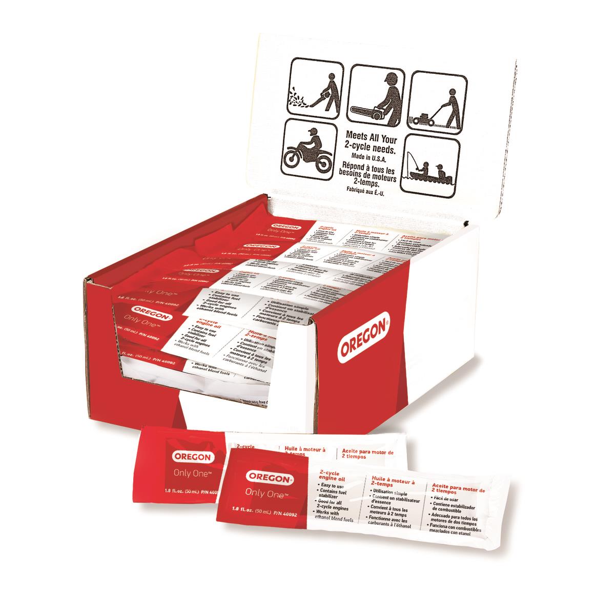 Oregon 2-Cycle 40092 Engine Oil, Box of 48 Single-Use Packs | Equipatron
