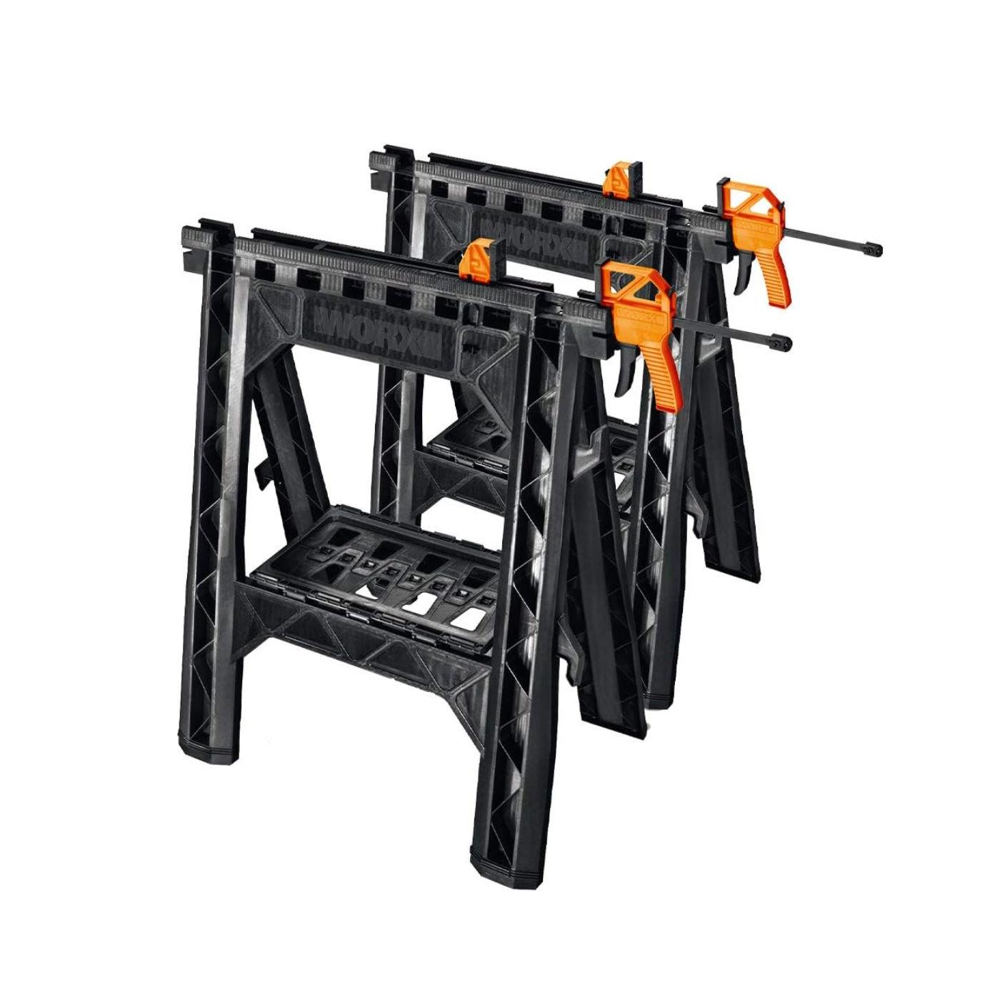 Worx WX065 Set of 2 Sawhorses with Bar Clamps | Equipatron